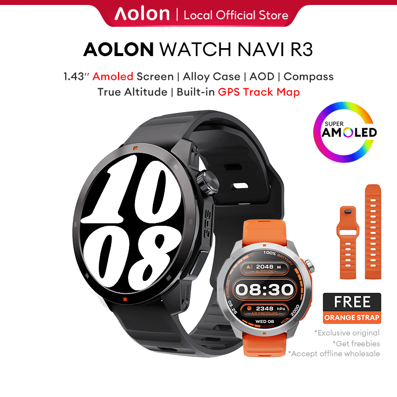 Aolon Navi R3 Smart Watch GPS Map Running Pace Altitude AOD Display ...
