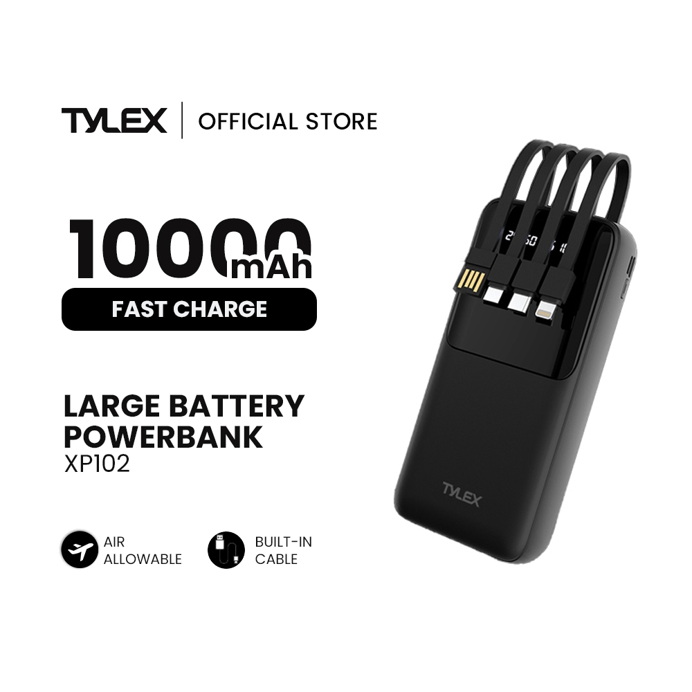 TYLEX XP102 10000mAh Powerbank Air Allowable Built In Cable LED Display ...