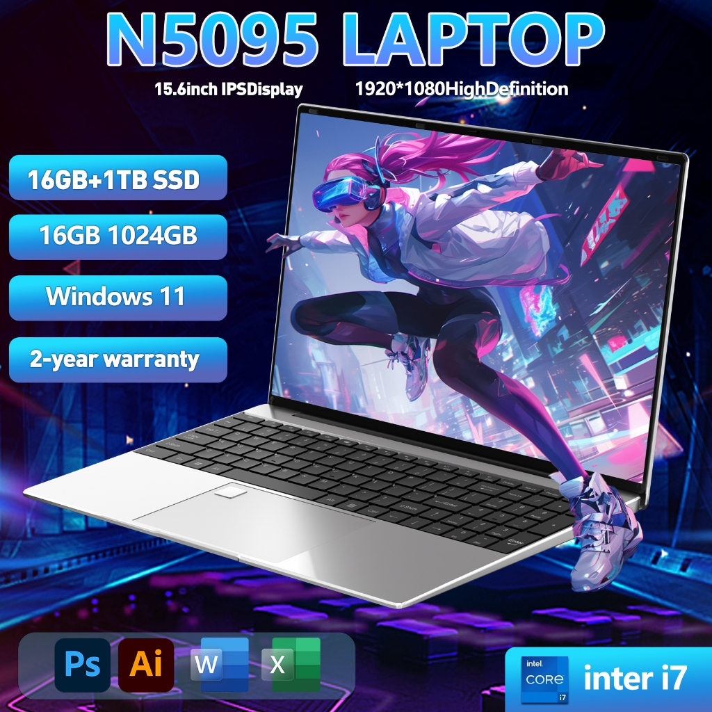 2025 Brand new laptop 15.6-inch laptop Intel N5095 Gaming Laptop 16GB ...