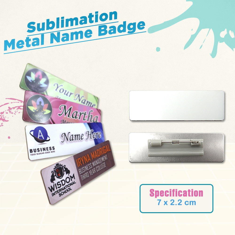 QUAFF Sublimation Metal Name Badge with Adhesive Pins 7x2cm - 5pcs ...