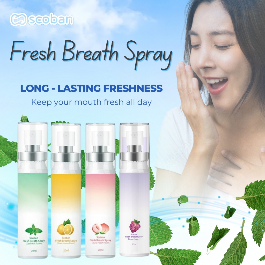 Scoban Mouth Fresh Breath Spray 20mL - Grapes, Lemon, Mint, Peach by granguardindustrialsales ...