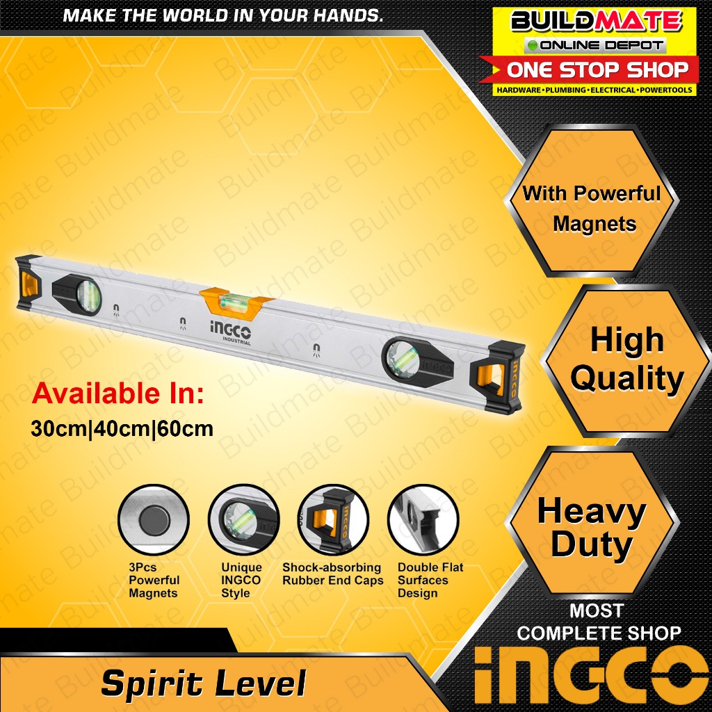 Buildmate x INGCO Spirit Level with Magnets 60cm HSL38060M IHT | Shopee ...