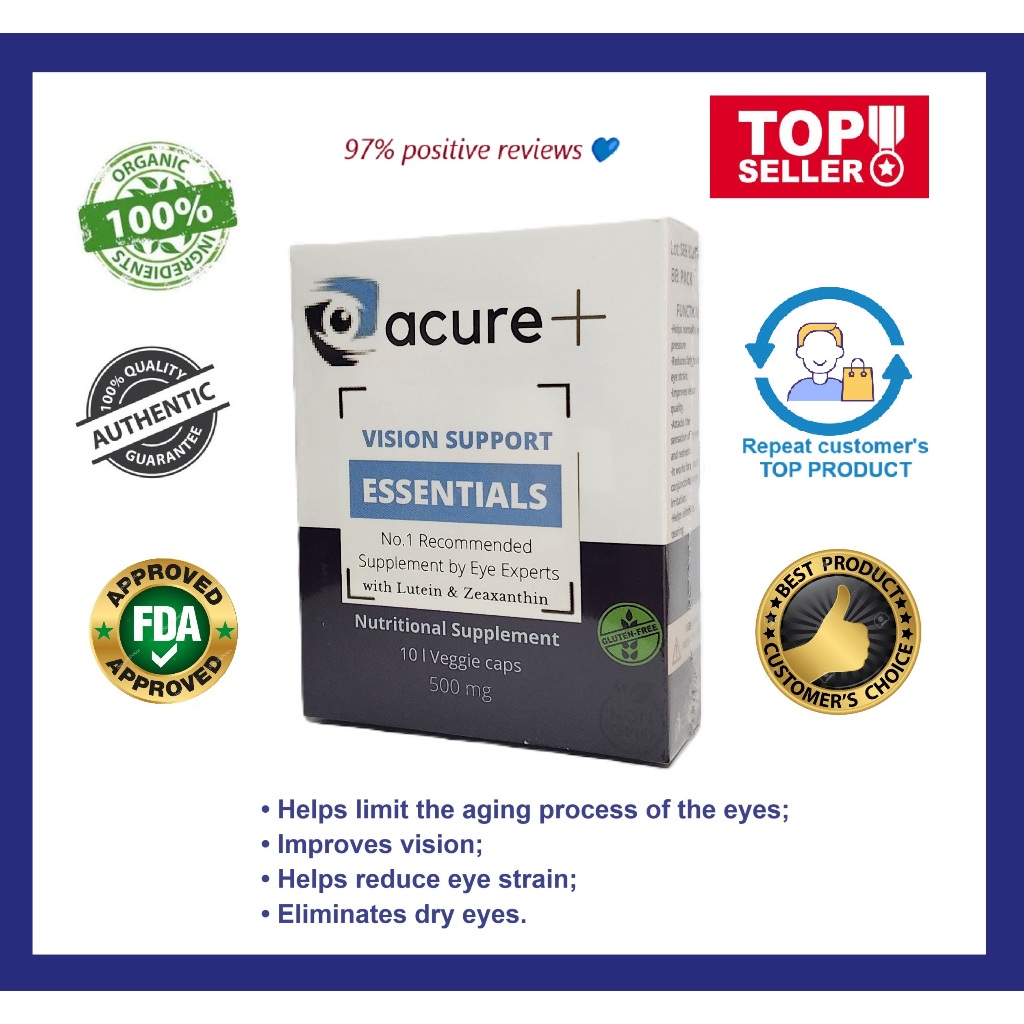 AUTHENTIC ACURE+ Vision Support Eye Capsules Zeaxanthin Lutein Natural ...