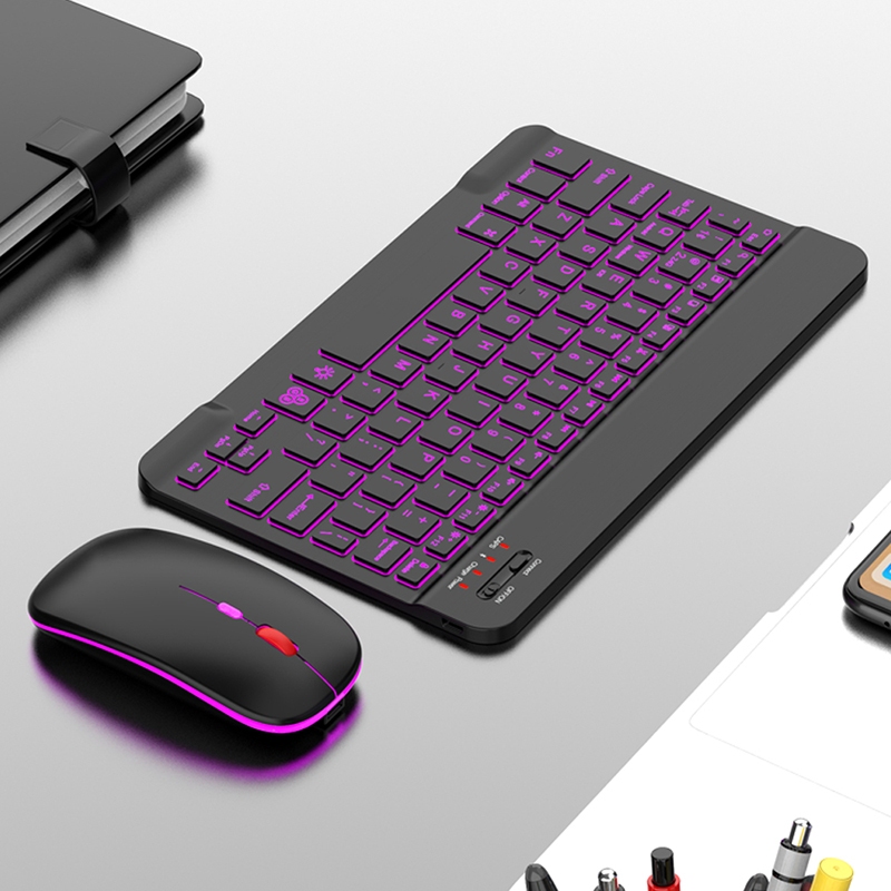 Wireless Bluetooth Keyboard and Mouse Combo 7 Color Backlit For Laptop ...