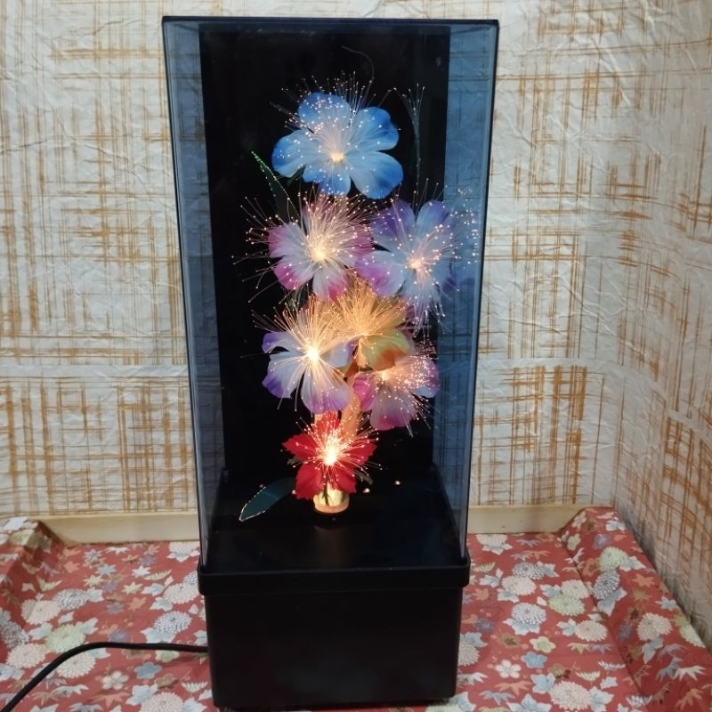 Vintage 80s Fiber Optic Flower Light Lamp Black Plastic Works 14" Tall ...