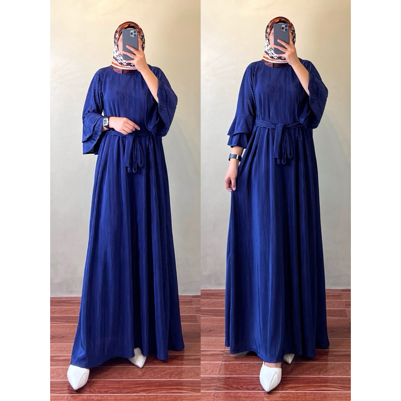 ALLISON DRESS electric pleats cloth glossy. | Shopee Philippines