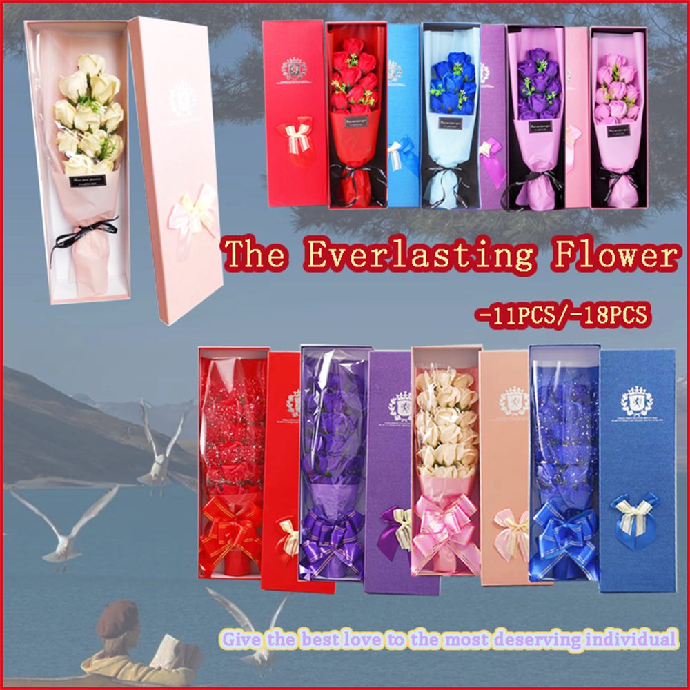 New arrive 18 pcs/11pcs rose flower soap flowers with lights for ...