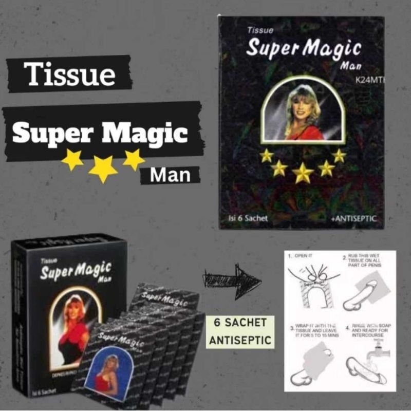 TISSUE SUPER MAGIC FOR MEN ORIGINAL SAFE AND EFFECTIVE 1BOX 6SACHET ...