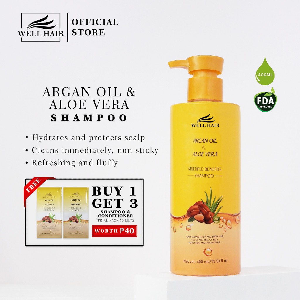 [OFFICIAL] Well Hair Argan Oil & Aloe Vera Shampoo & Conditioner 400ML ...