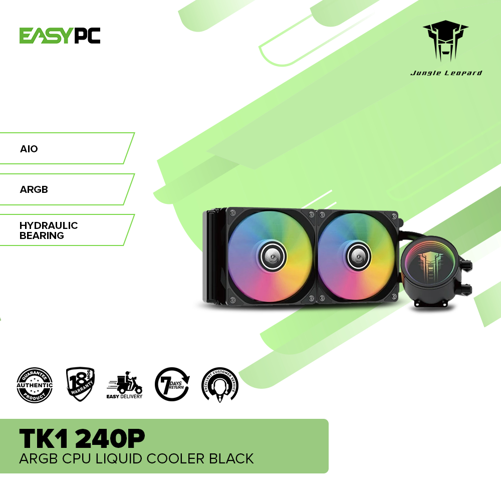 EasyPC | Jungle Leopard TK1 240P ARGB CPU Liquid Cooler Black and White ...