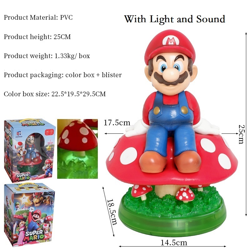 Super Mario Figure Mario Sitting On The Mushroom With Light And Sound ...