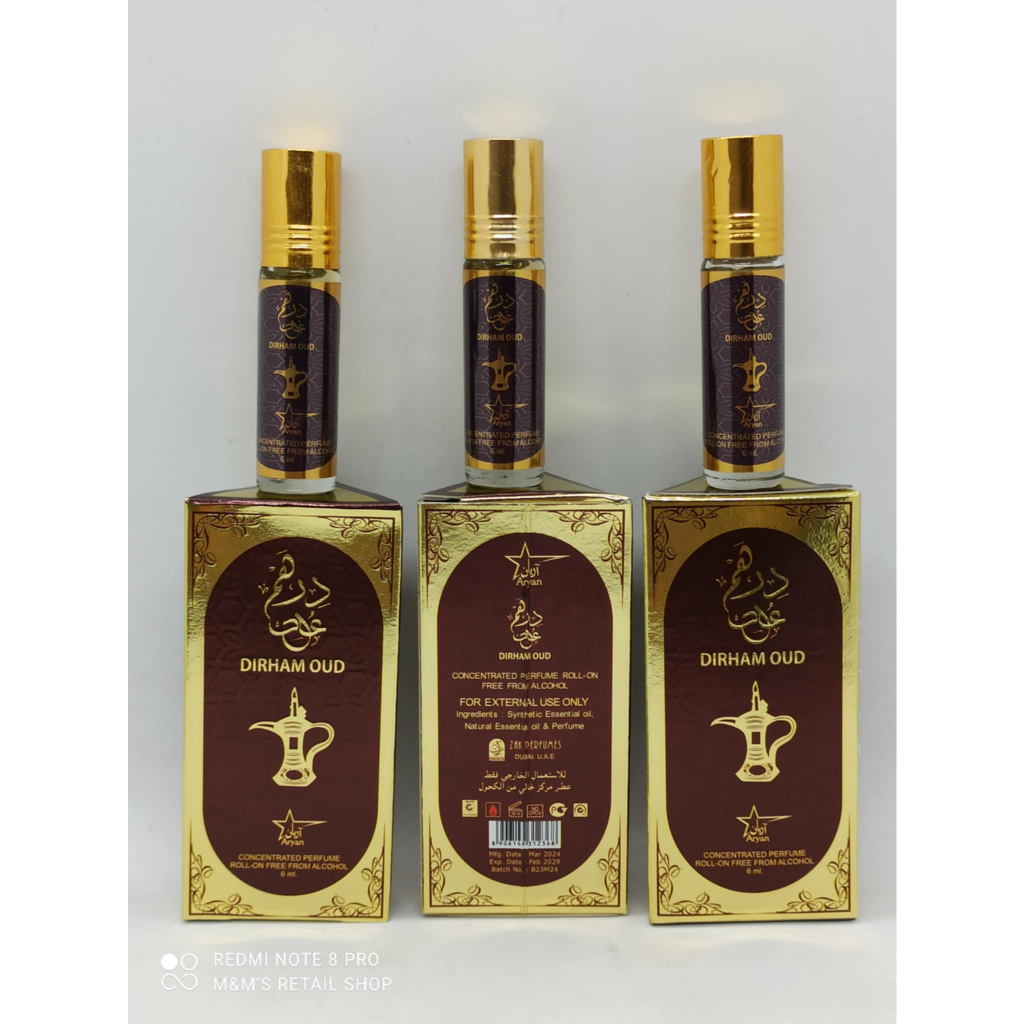 Aryan Dirham Oud Concentrated Perfume Roll On 6ml🇦🇪 | Shopee Philippines
