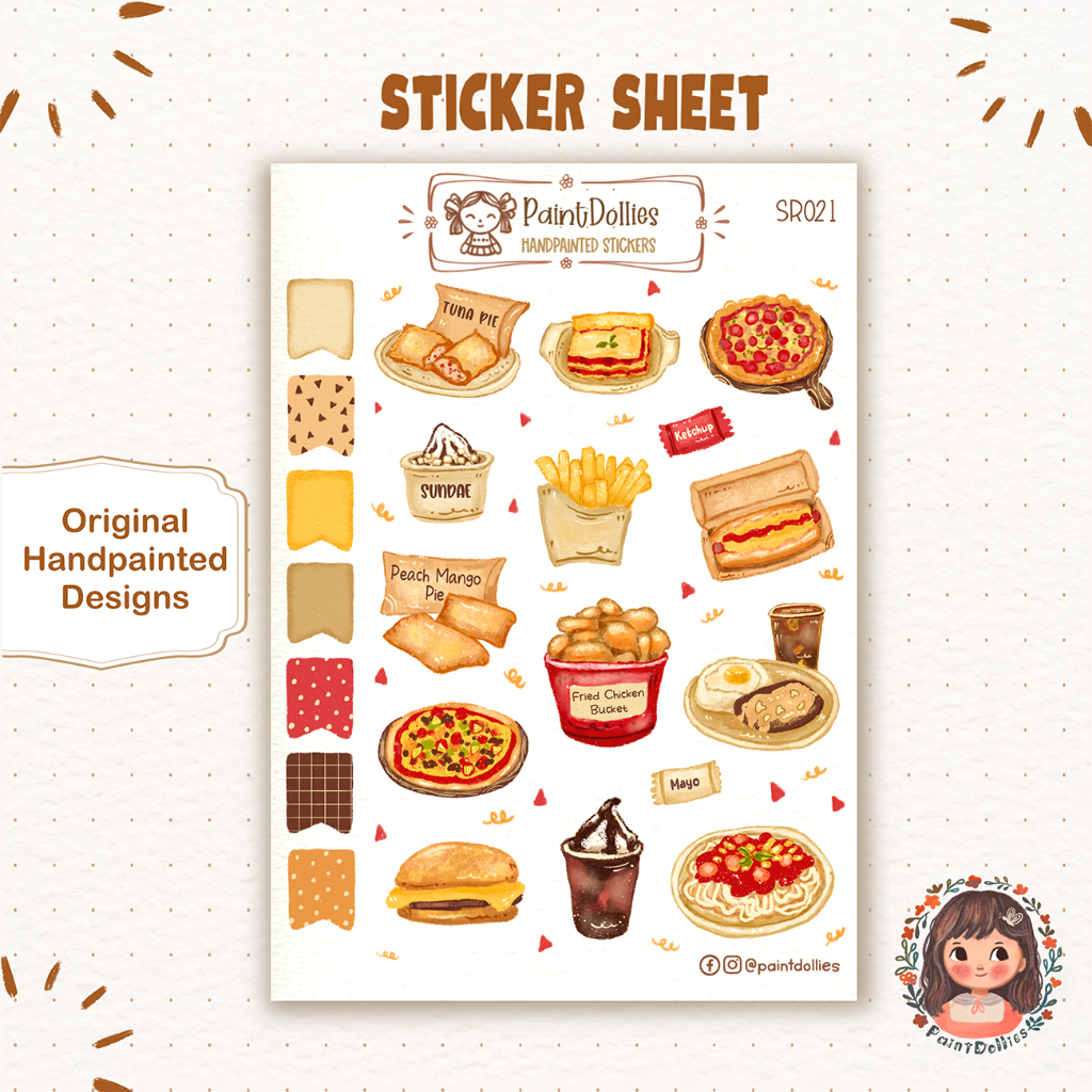SR021 Comfort Food Sticker Sheet/ Foodie Stickers/ Journal Stickers ...