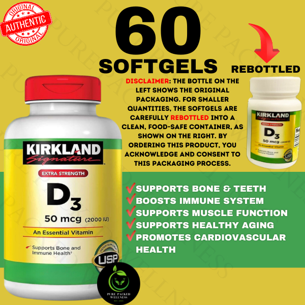 60 Softgels - Authentic Kirkland Vitamin D3 50 mcg (2000 IU) | Shopee Philippines