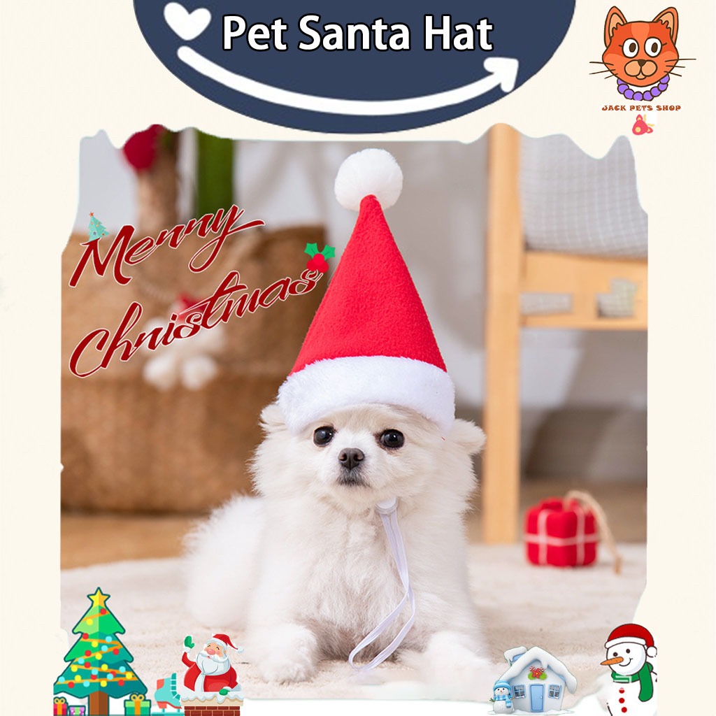 Pet Santa Hat Christmas Cat Dog Winter Warm Plush Cap Xmas Party Decor ...