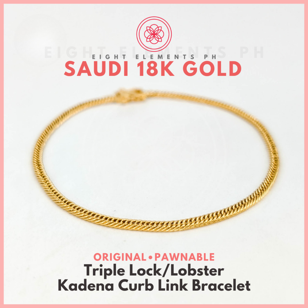 COD PAWNABLE 18k Bracelet Original Pure Saudi Gold Kadena Curb Chain ...