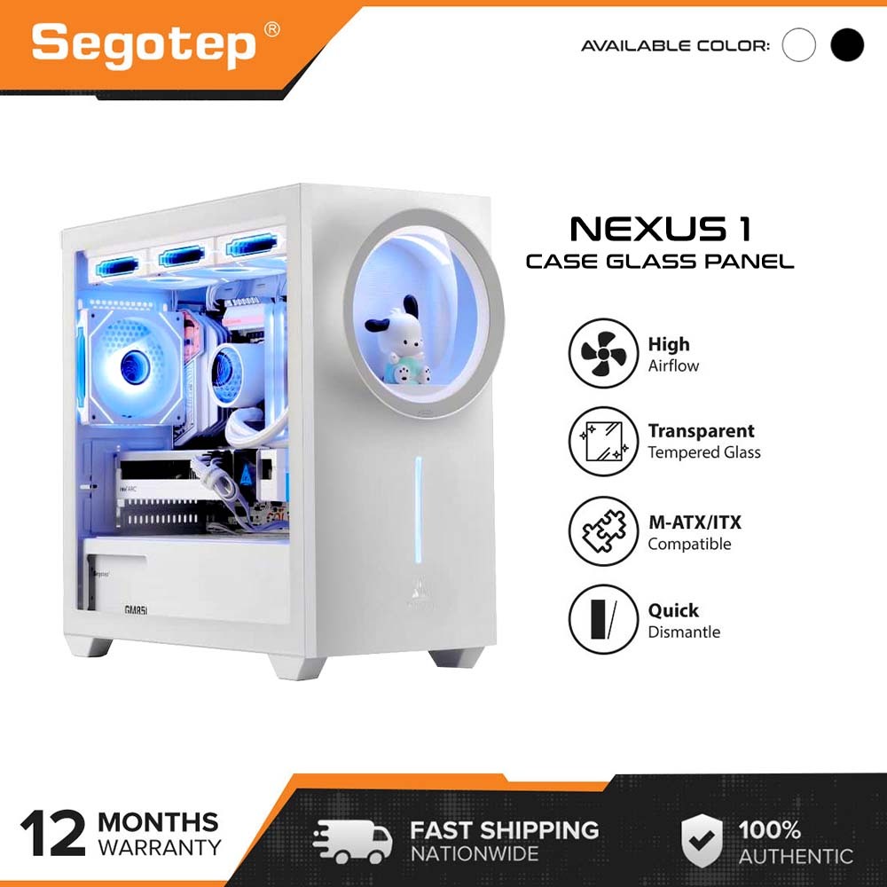 Segotep Nexus 1 PC Case (M-ATX/ITX) w/ Free Sanrio Figure (Cooling Fan & Parts Not Included ...