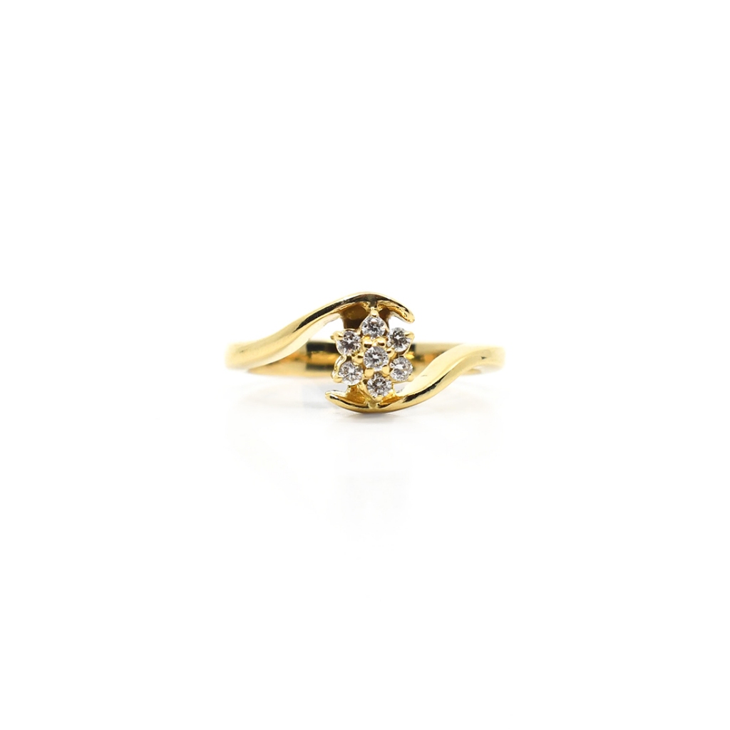 18K Locally Made Yellow Gold Lady Ring with Diamonds | Shopee Philippines