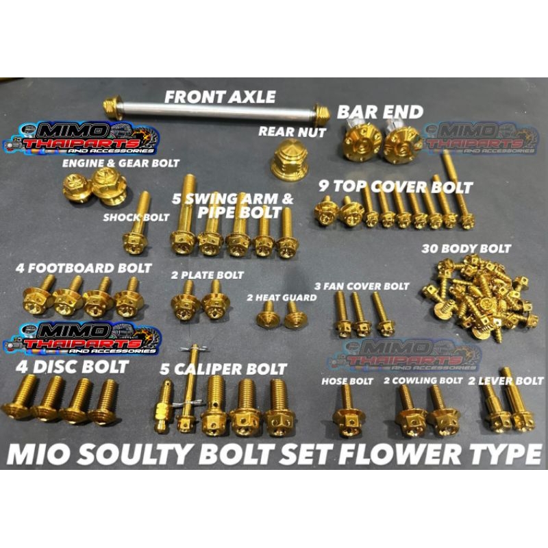 MIO SOULTY GOLD BOLTS FULL SET (HENG BRAND THAILAND) | Shopee Philippines