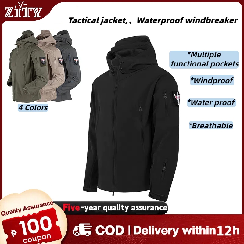 S-3XL Jackets Men Soft Shell Techwear Windproof Waterproof Breathable Fleece Thermal Coats ...