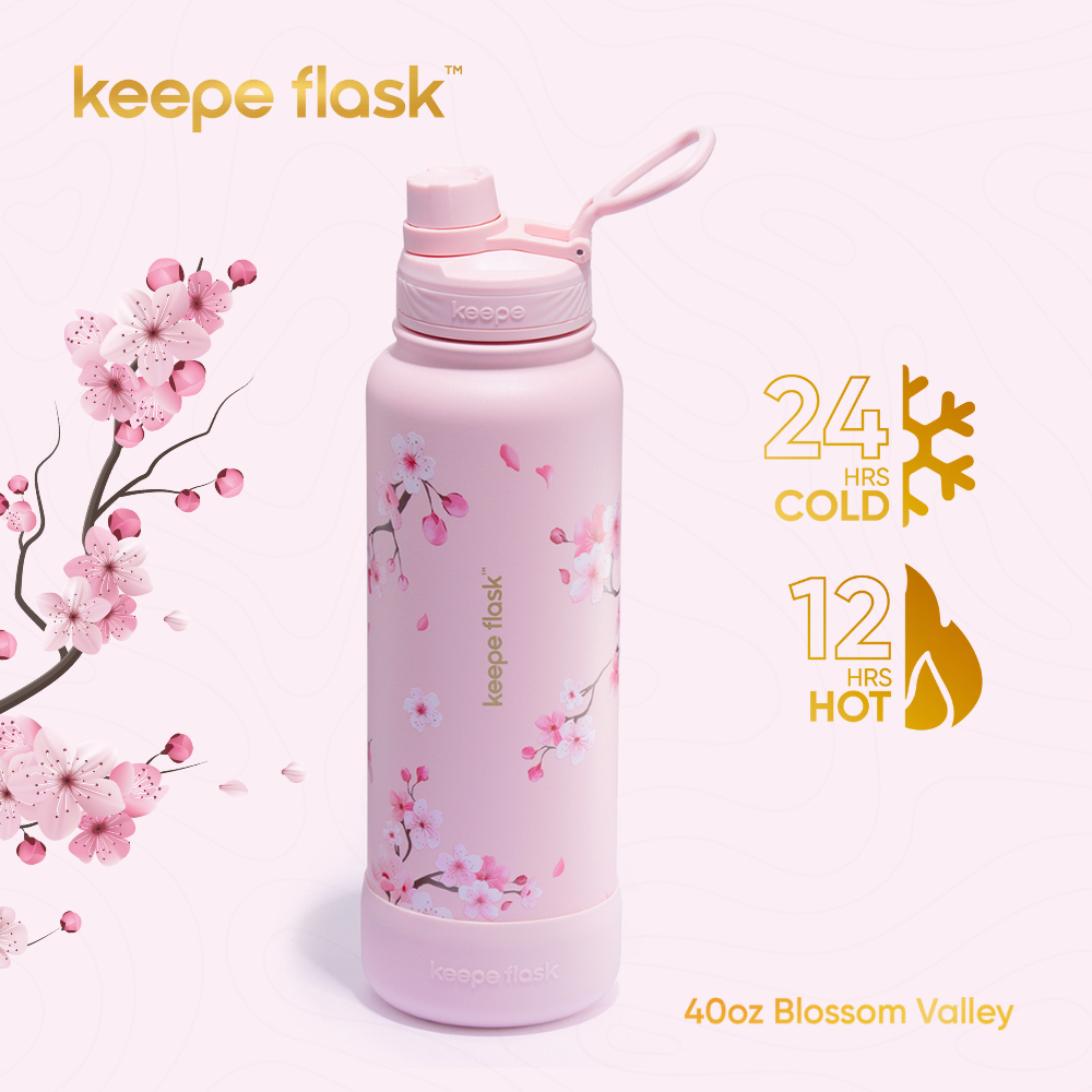 Keepe Flask 3D Sakura Tumbler Vacuum Wide Mouth Flask w/ Spout Lid ...