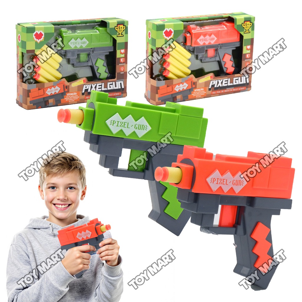 Block Style Dart Pixel Blaster Kids Gaming Theme Nerf Toy Gun | Shopee ...