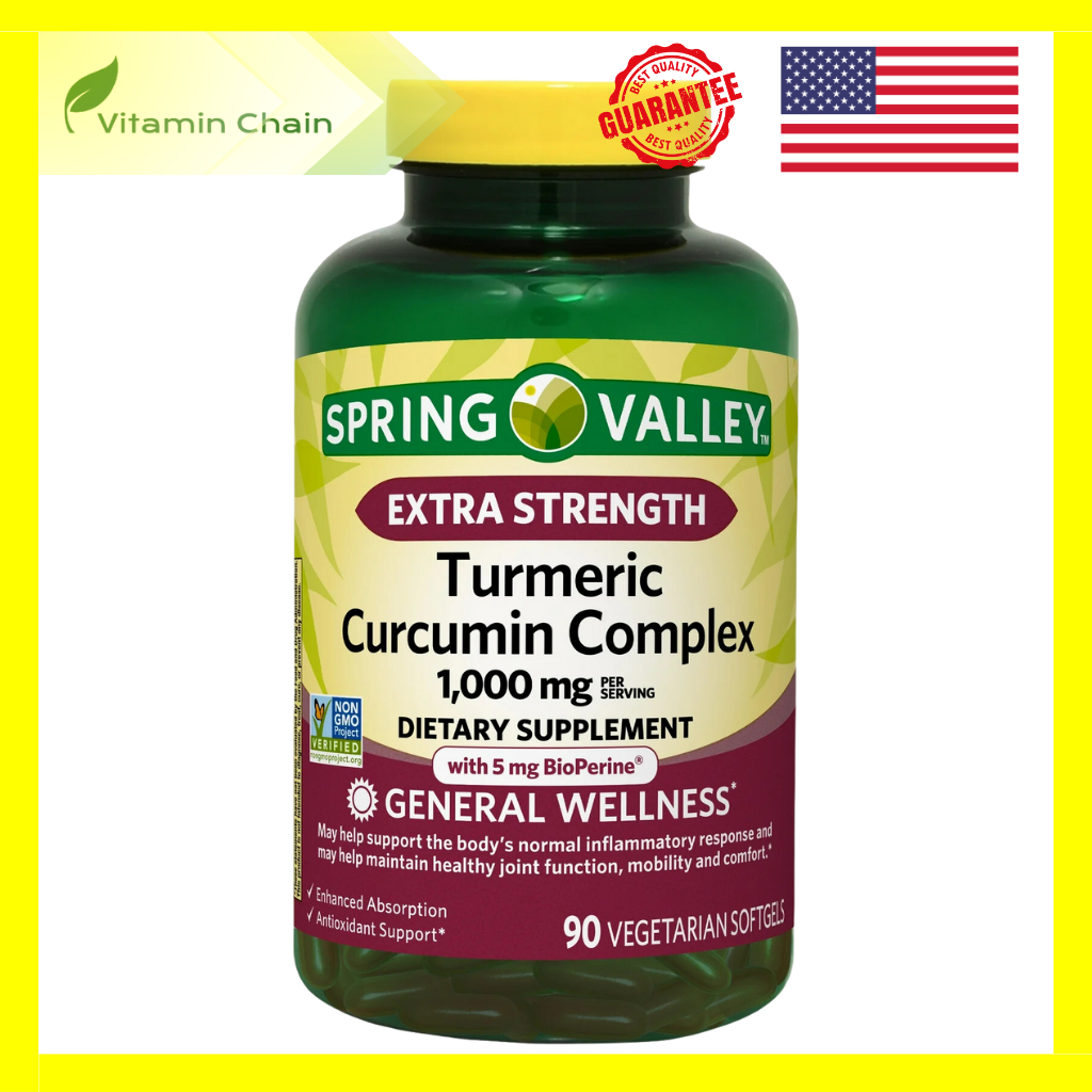 Extra Strength Turmeric Curcumin 1000mg with 5mg BioPerine 90 Softgels ...