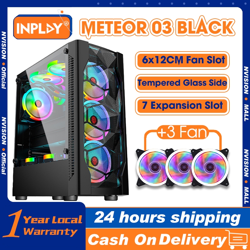 INPLAY Pc Case with Fans Computer Gaming Desktop Matx Table Tempered ...