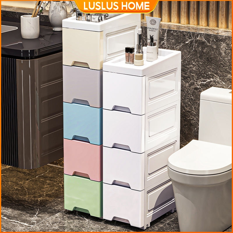 LUS Bathroom Slim Drawer Organizer Plastic Storage Cabinet Kitchen ...