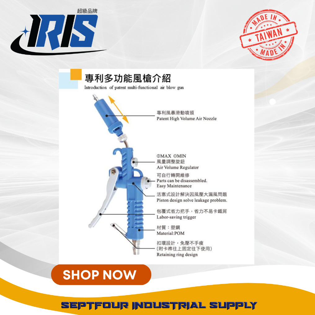 IRIS - Tornado Multi-Functional Air Blow Gun 2.0 Plus Spray Nozzle PG6 ...