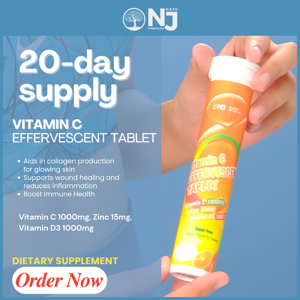 VITAMIN C + ZINC + VITAMIN D3 EFFERVESCENT TABLETS BY NAJU FORMULAS (SUGAR FREE/ORANGE FLAVOR ...