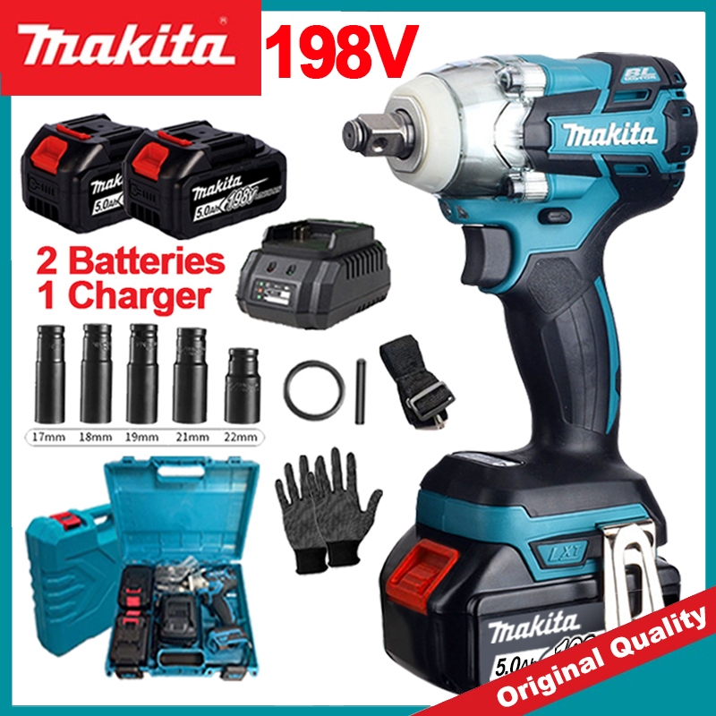 Impact Wrench Cordless Heavy Duty Original Set Cordless Makita Electric ...