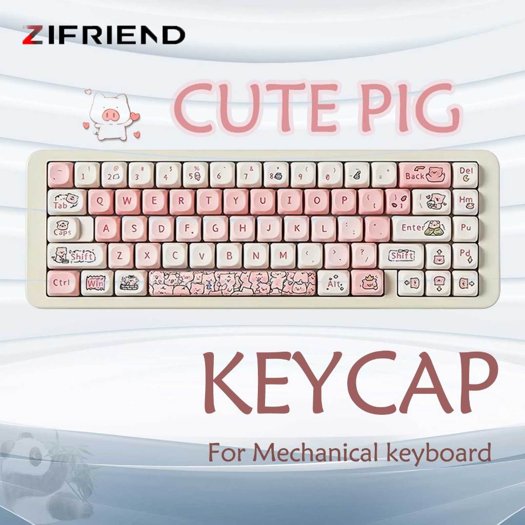 ZIFRIEND Cute Pig Keycaps 131keys Keyboard DIY MOA heigh PBT Dye ...