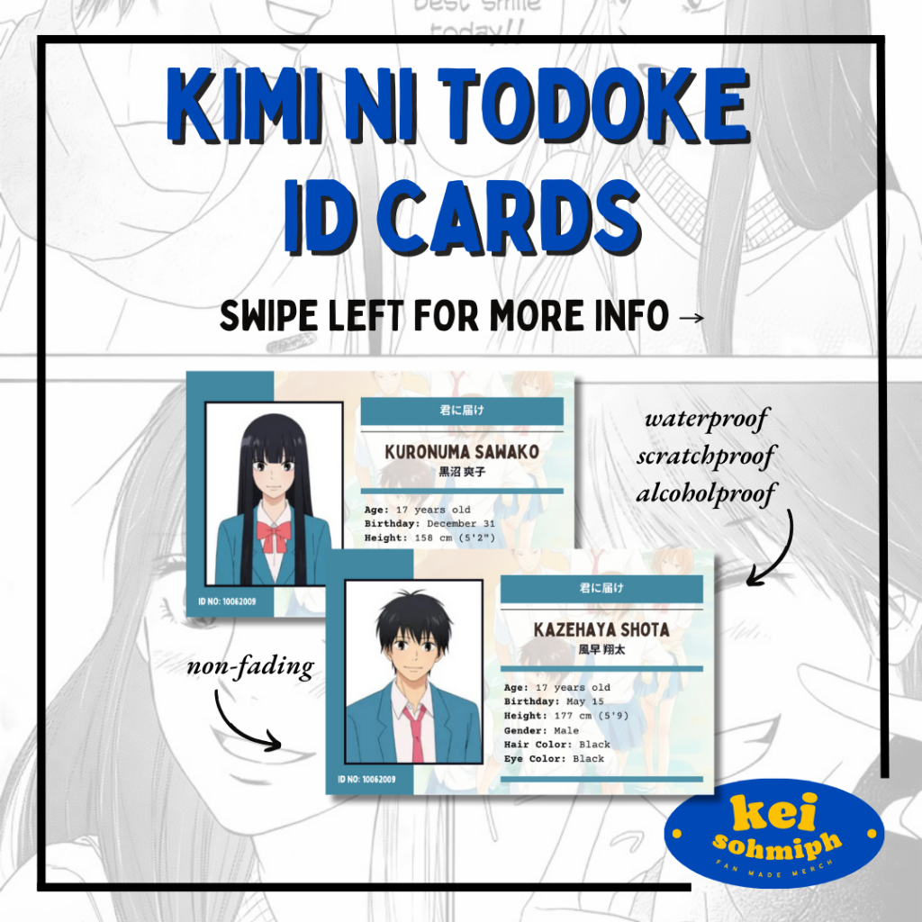 Kimi ni Todoke ID Card (Waterproof and Scratchproof) | Shopee Philippines