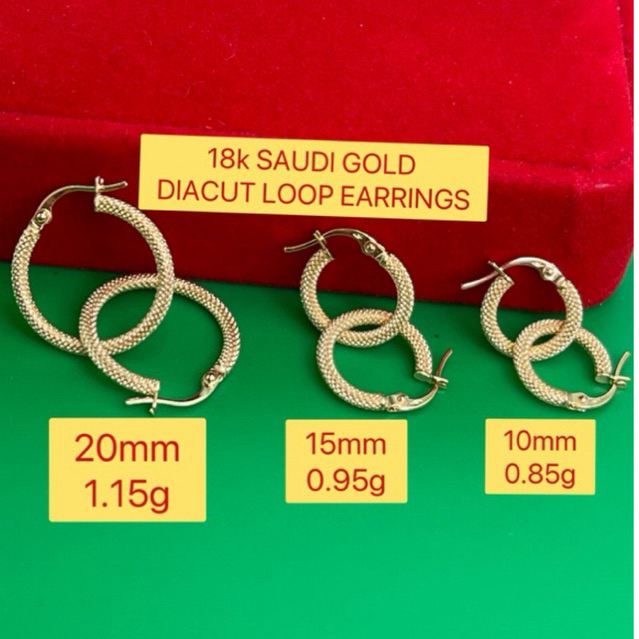 PAWNABLE 18K SAUDI GOLD DIACUT LOOP EARRINGS | Shopee Philippines