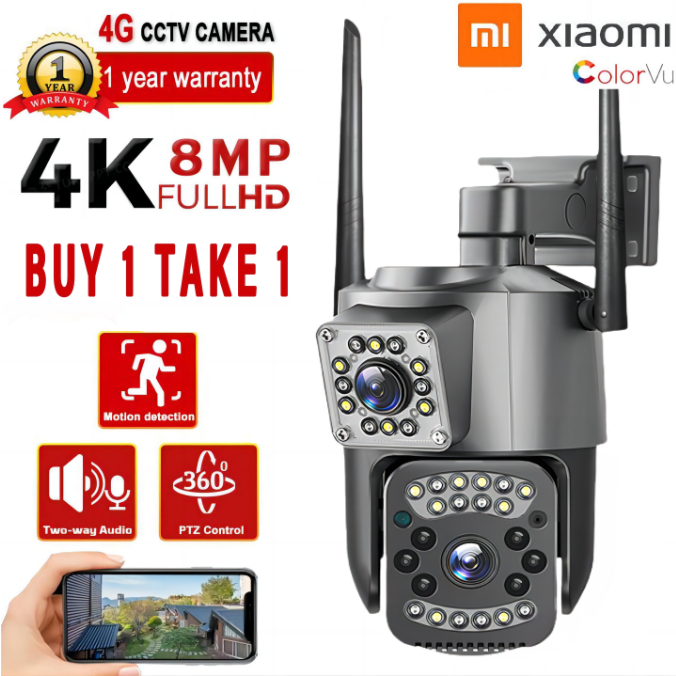 XIAOMI CCTV Camera WIF Wireless 5K Bulb Dual lens 360 rotate Outdoor ...