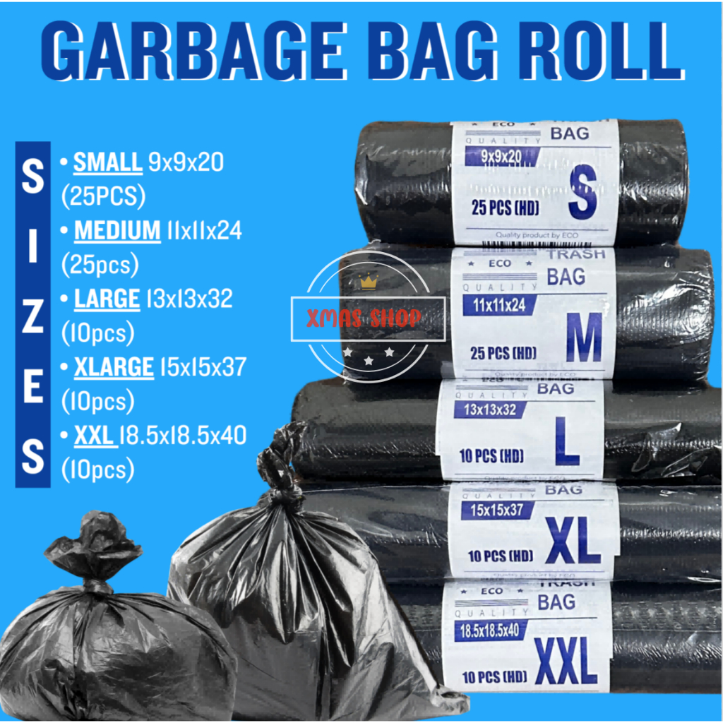 Trash bag Garbage bags Black Plastic Bag Roll with Perforated Trash Can ...