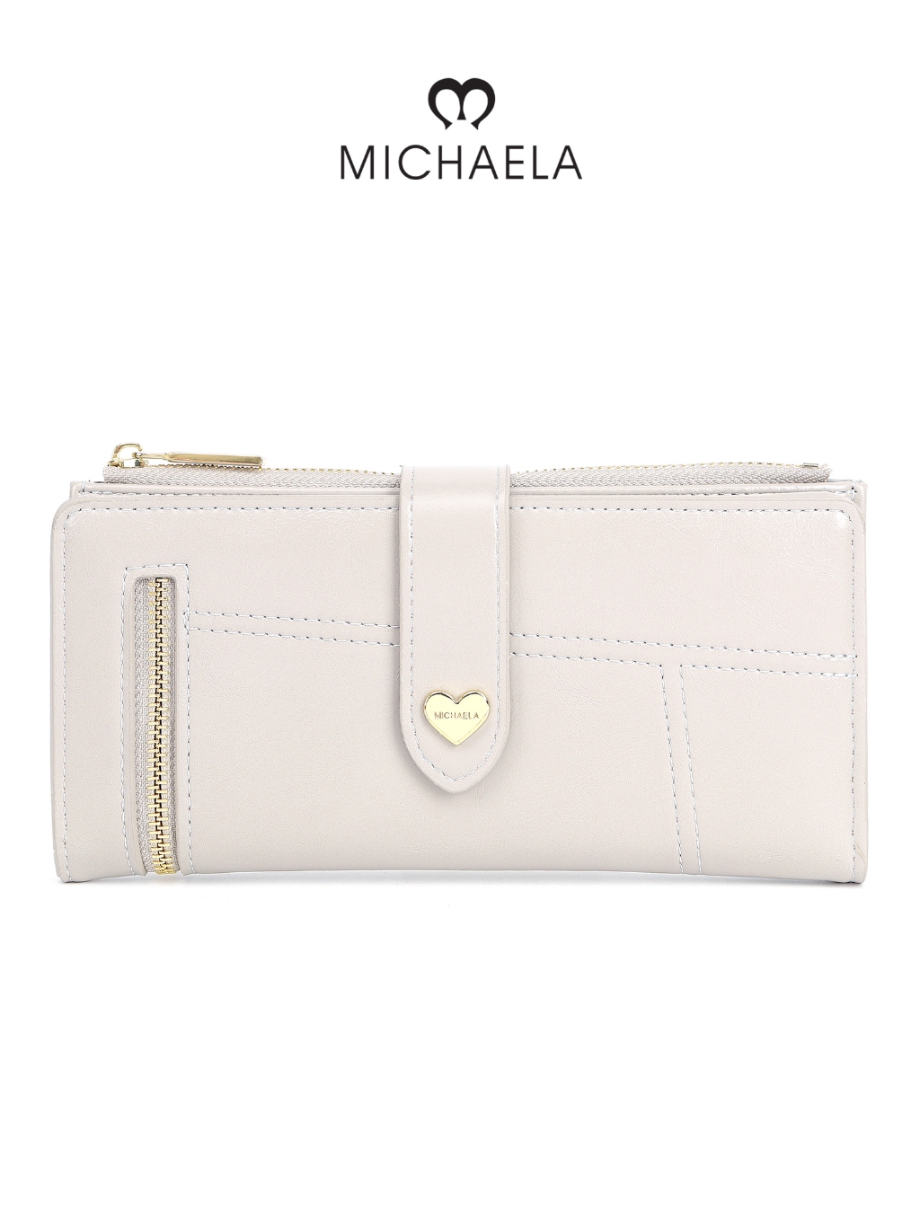 MICHAELA Modern Fashion Long Wallet with 12 Card Slots Heart Snap Roomy ...