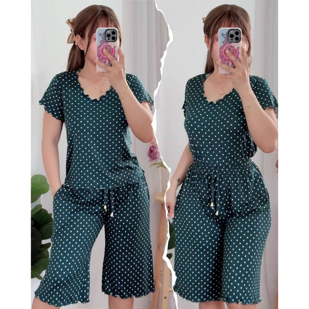 Polkadots Blouse and Tokong Terno for Women | Cotton Spandex Fabric fit ...