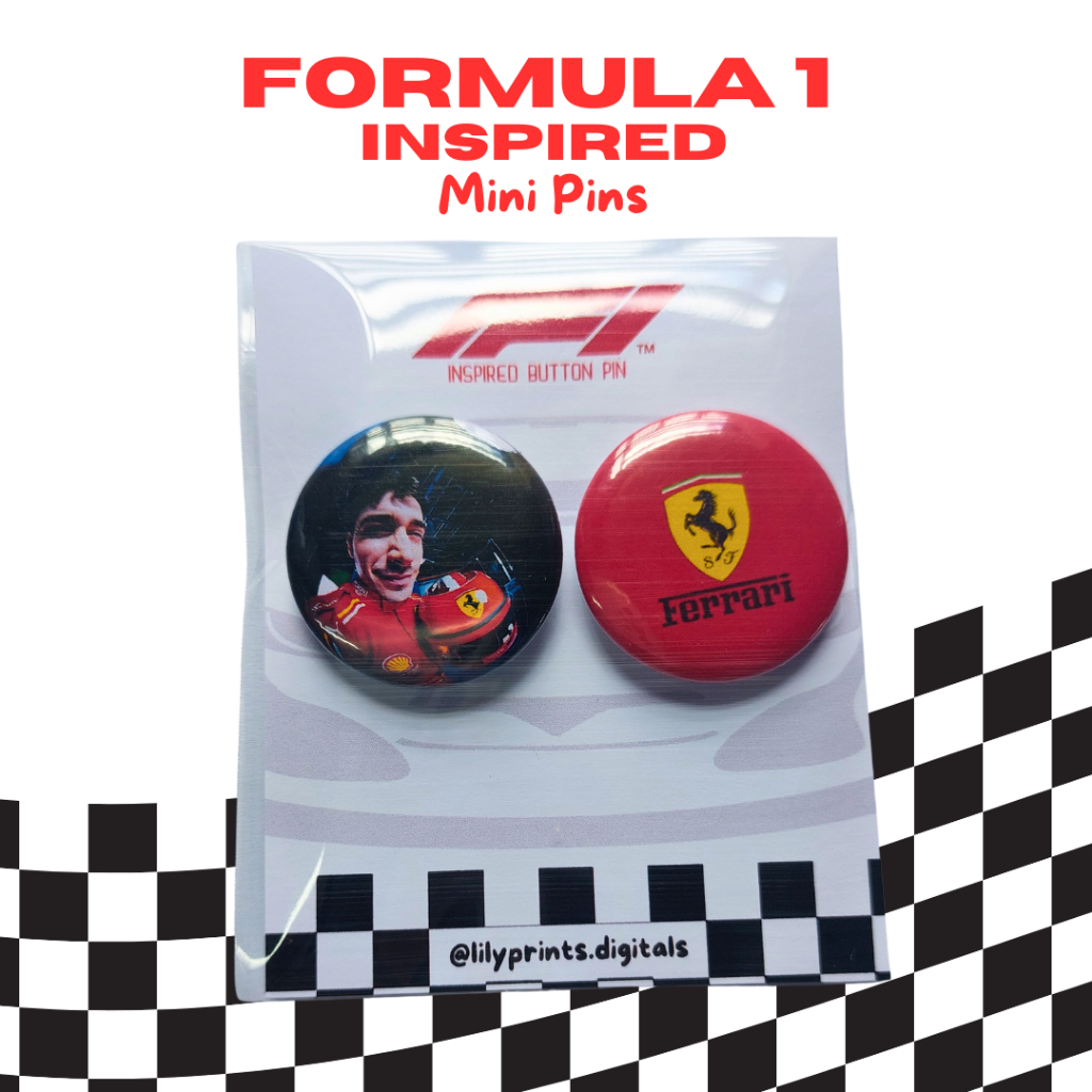 Formula 1 Drivers inspired Mini Pins 32mm Button Pin (bundle Driver and ...