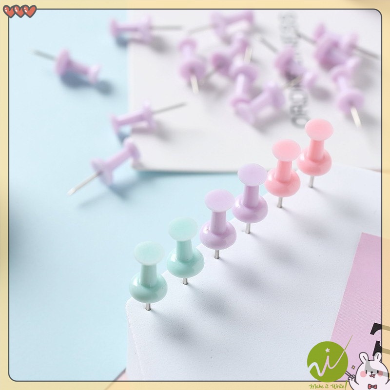 Transparent Push Pins Tacks Color pushpin flat head positioning needle ...