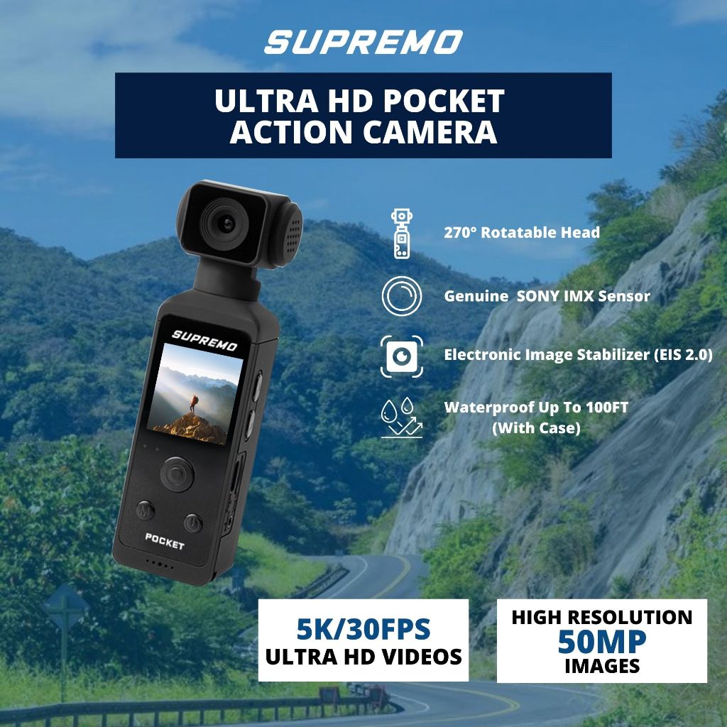 Supremo Ultra HD Pocket Action Camera - Black 1.3" HD the front LCD ...