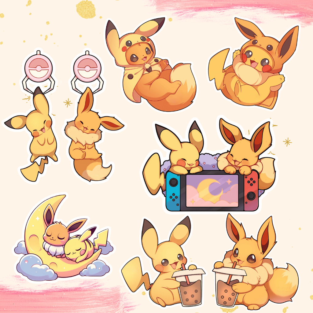 Pokemon Collection (Pikachu-Eevee SOLO STICKER) Cute Pokemon Stickers ...