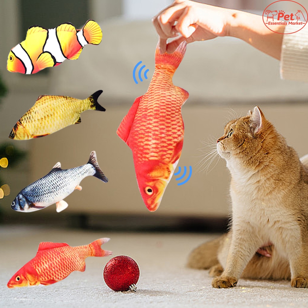 Rechargeable Electric Fish Interactive Wagging Cat Toys Pet Plush ...