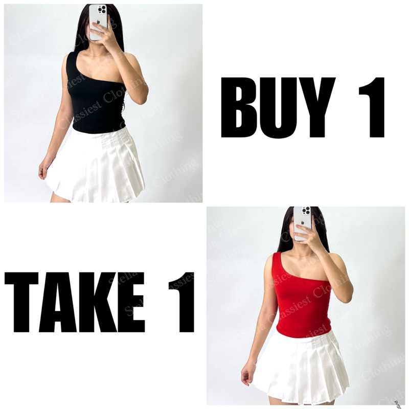 THERESE One Side Shoulder Double Lining Front And Back Basic Top SCC ...