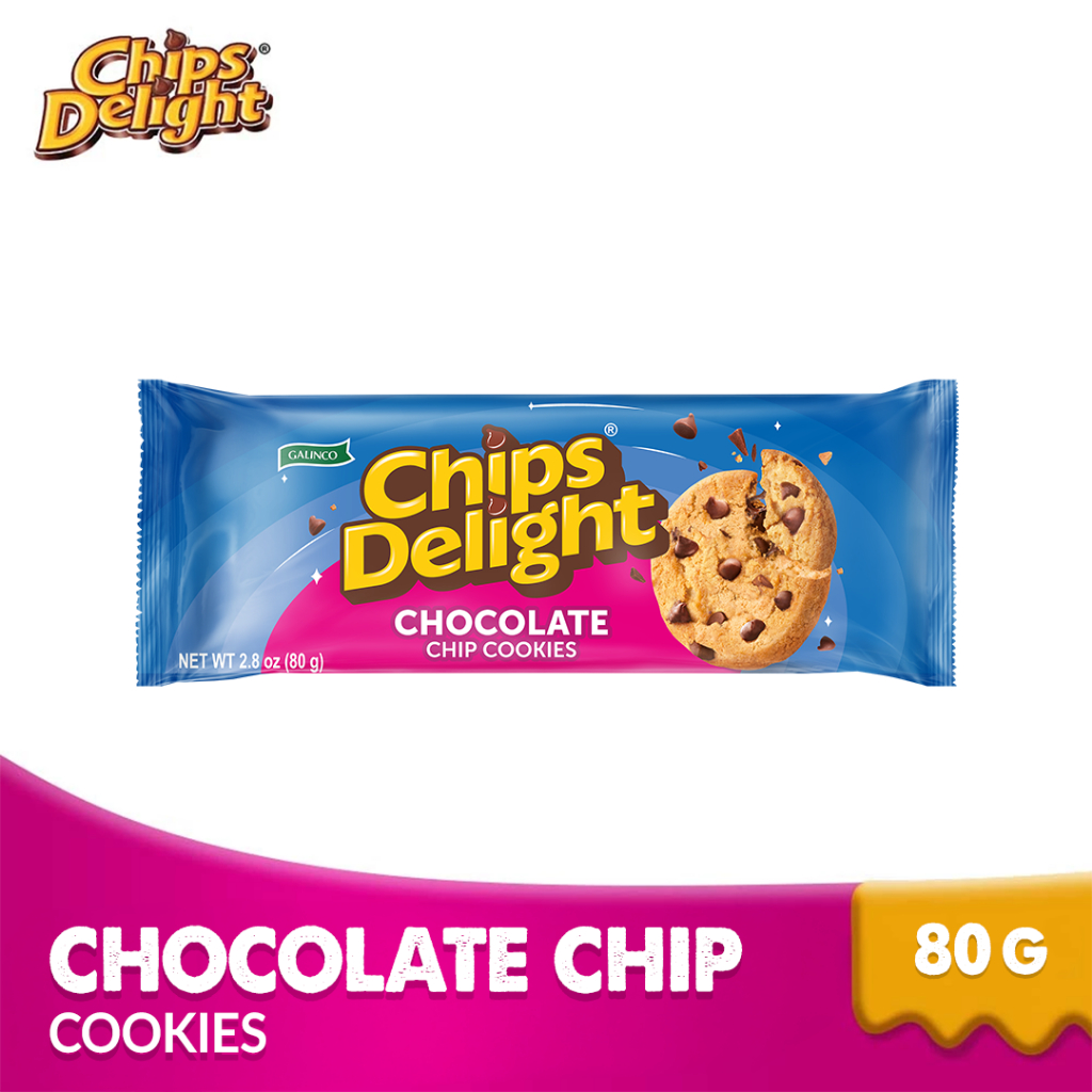 Chips Delight Chocolate Chip Cookies Original 80g | Shopee Philippines