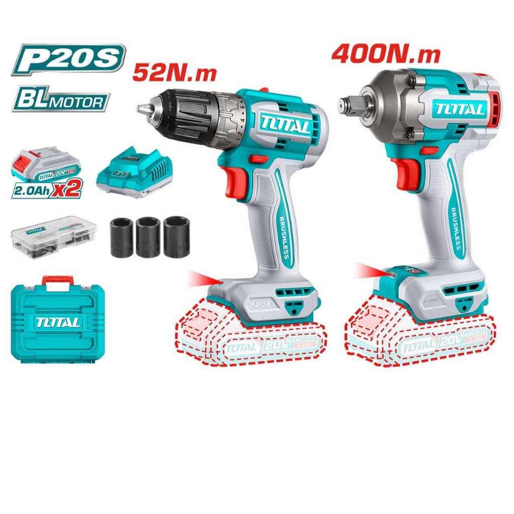 TOTAL Cordless 2 pcs combo kit TCKLI20271 | Shopee Philippines