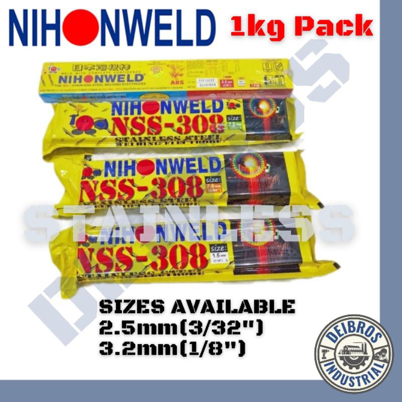 NIHONWELD Welding Rod NSS-308 x 2.5mm & 3.2mm, 1kg Pack for Stainless Steel | Shopee Philippines