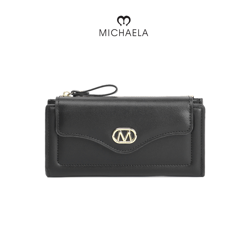 MICHAELA Wave Flap Long Wallet 18 Card Slots Elegant Versatile Clutch ...
