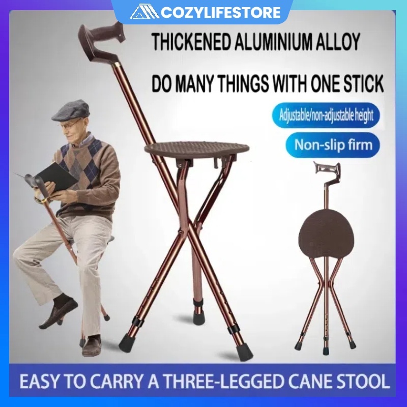 Adjustable Height Cane Chair Tripod Cane Stool Crutch Chair Cane With ... Adjustable Height Cane Chair Tripod Cane Stool Crutch Chair Cane With ...